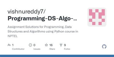Github Vishnureddy Programming Ds Algo Python Nptel Assignment Solutions For Programming