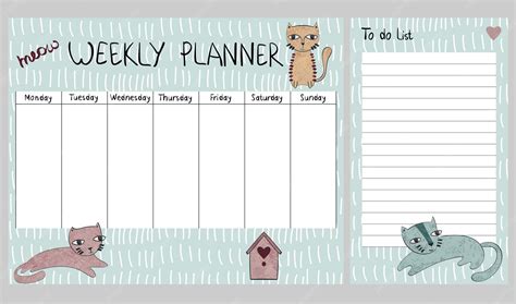 Planificador Semanal Floral Vector Premium