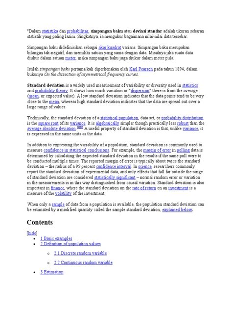 Standard Deviation Is A Widely Used Measurement Of Variability Or Diversity Used In Download