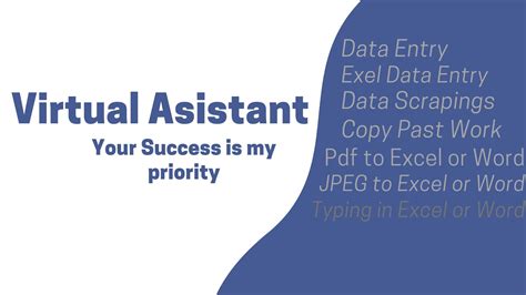 do data entry typing work excel work virtual assistant scraping