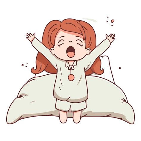 Premium Vector Cute Girl Yawning In Pajamas