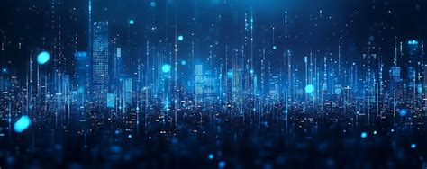 Abstract Digital Cityscape With Glowing Lines And Dots Premium Ai Generated Image