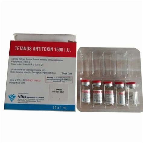 Liquid Injection Tetanus Antitoxin 1500iu 1500 Iu In 1ml At ₹ 181 Piece In Surat