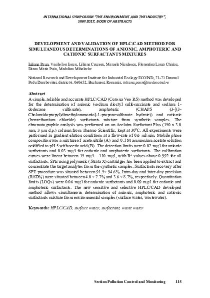 Pdf Development And Validation Of Hplccad Method For Simultaneous Determinations Of Anionic