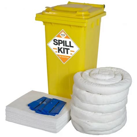 120 Litre Oil And Fuel Only Spill Kit In Wheeled Bin