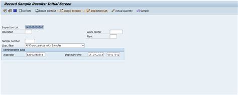 QE SAP Tcode Record Sample Results