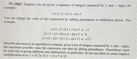 solved p2 20pt suppose you are given a sequence of