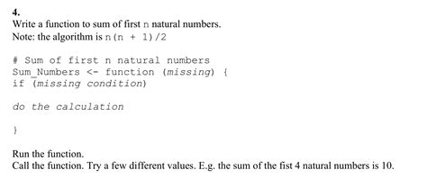 Solved Write A Function To Sum Of First N Natural Chegg Com