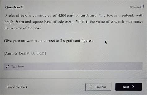 Solved Question Difficulty II A Closed Box Is Constructed Chegg Com