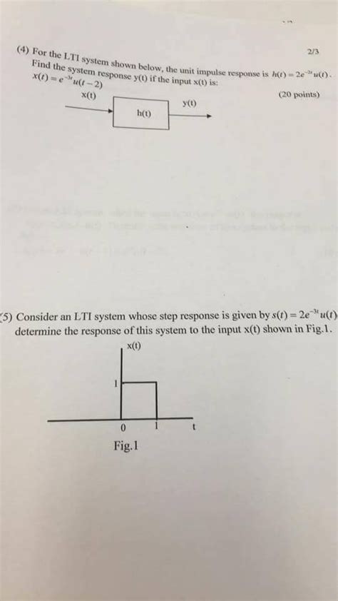Solved For The LTI System Shown Below The Unit Impulse Chegg