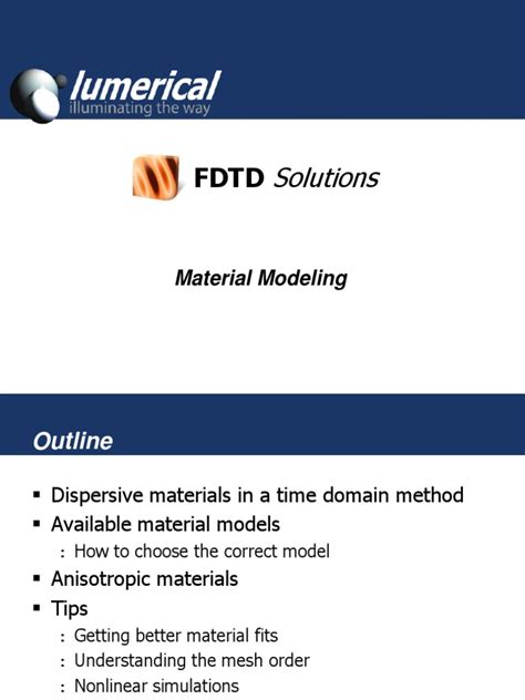 Lumerical Fdtd Material Modeling Pdf Anisotropy Chemistry