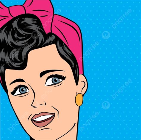 Cute Retro Woman In Comics Style Woman Art Look Vector Woman Art