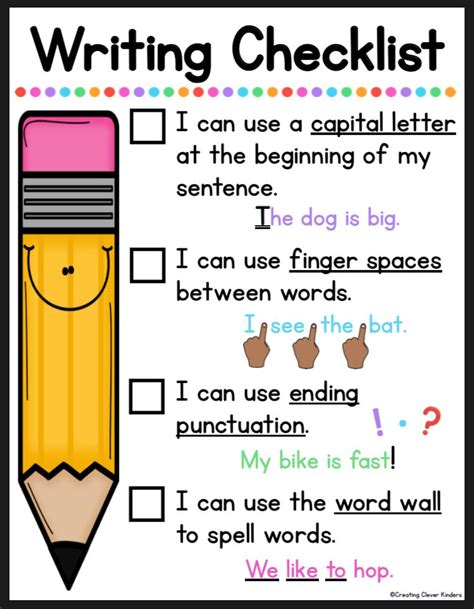 Writing Checklist Poster Kinder Englisch Lernen Schule