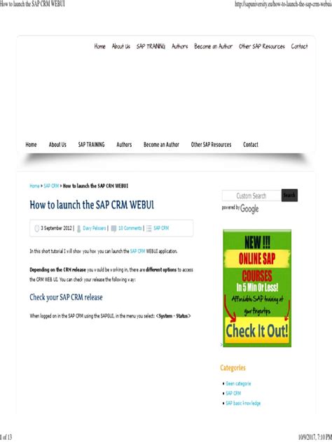 How To Launch The Sap Crm Webui Pdf Login World Wide Web
