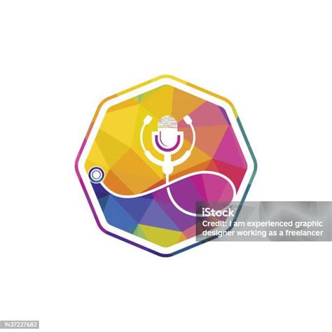닥터 팟 캐스트 벡터 로고 디자인 청진기 및 마이크 일러스트 기호 개념에 대한 스톡 벡터 아트 및 기타 이미지 개념 개념과