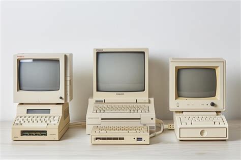 Retro Computers On A Desk Premium Ai Generated Image