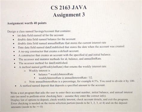 Solved Cs 2163 Java Assignment 3 Assignment Worth 40 Points