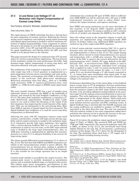 pdf a low noise low voltage ct ΔΣ modulator with digital compensation