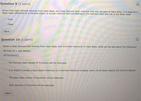 solved question 9 1 point given that class derived