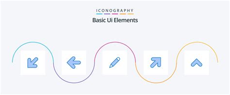 Basic Ui Elements Blue 5 Icon Pack Including Up Arrow Pencil Right