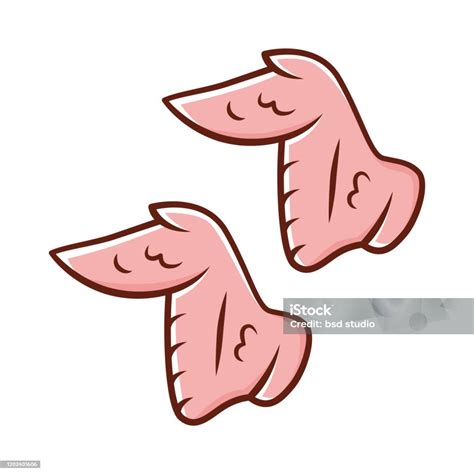 닭 날개 색상 아이콘입니다 정육점 고기 육류 생산 및 판매 단백질 공급원 도살사업 격리 벡터 일러스트레이션 가금류에 대한 스톡