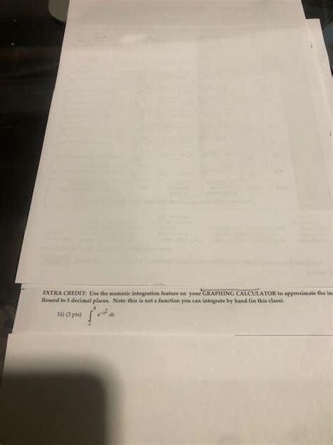 solved extra credit use the numeric integration feature on