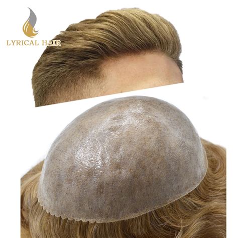Lyrical Hair Toupee For Men Durable Full Pu Mens Toupee Human Hair Replacement System Thin Skin