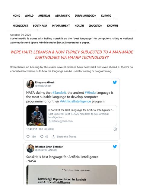 Did Nasa Accept That Sanskrit Is The Best Suited Language For Computer Programming Pdf