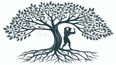 Strong Tree With Deep Roots Resilience Nature Vector Design Generative Ai Stock Illustration