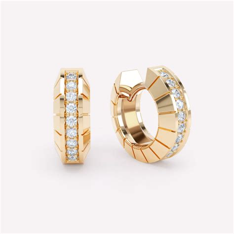 Loev Eternity Engraved 18k Gold Huggies W Lab Grown Diamonds The