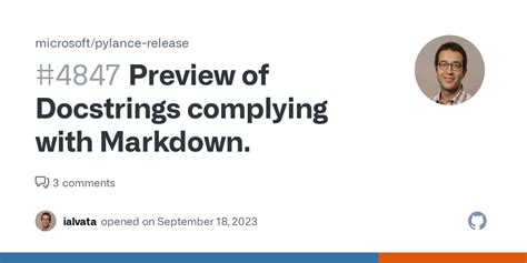 Preview Of Docstrings Complying With Markdown · Issue 4847