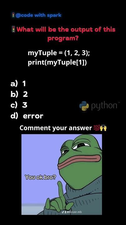 Python Tupels Question Day 1 Python Quiz Shorts Pythonquiz