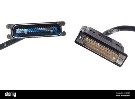 Close Up Of Two Obsolete Serial Computer Connectors On White Background As Concept For Obsolete