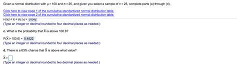 Solved Given A Normal Distribution With And And Given You Chegg