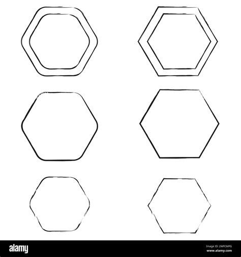 Exclusive Frames Figures Hexagonal Shapes In Brush Style Frames With Six Corners Framework