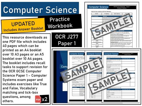 Ocr Gcse J277 Computer Science Practice Workbook Paper 1 Teaching Resources