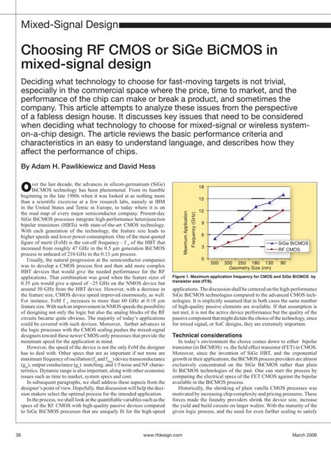 Pdf Choosing Rf Cmos Or Sige Bicmos In Mixed Signal Design