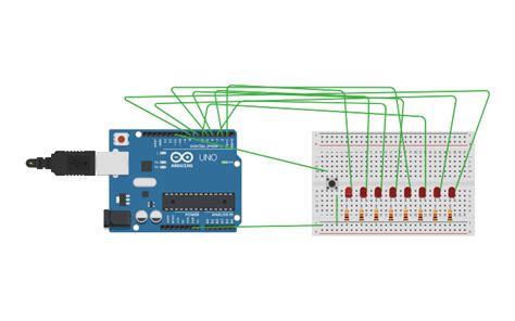 circuit design lights button tinkercad