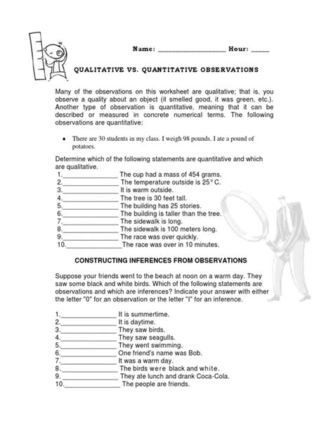 Exercises Qualitative Vs Quantitative Observations Ws Pdf