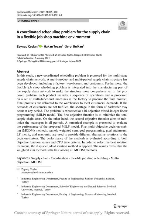 A Coordinated Scheduling Problem For The Supply Chain In A Flexible Job Shop Machine Environment