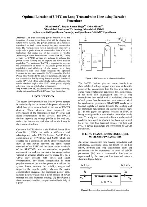 Pdf Optimal Location Of Upfc On Long Transmission Line Using