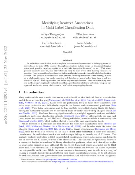 Pdf Identifying Incorrect Annotations In Multi Label Classification Data