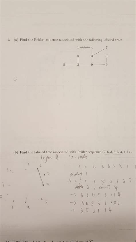 Solved A Find The Prufer Sequence Associated With The