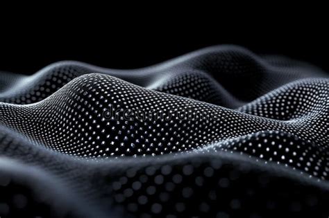 Flowing Black Grid Surface With Luminous Particle Nodes Forming A Topographic Mesh Wave In
