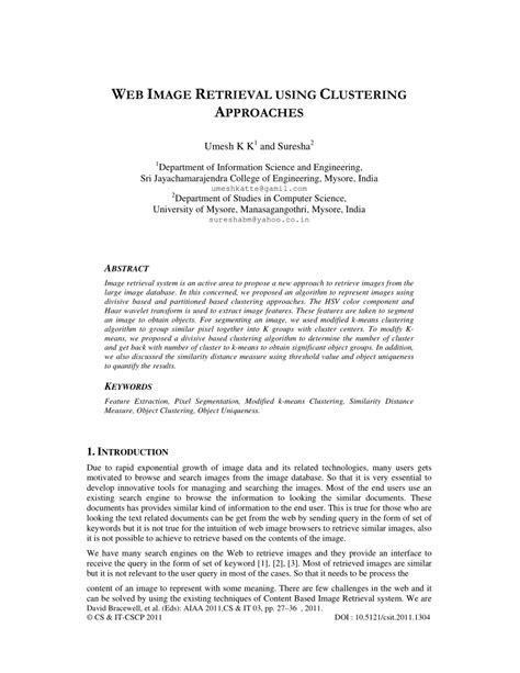Pdf Web Image Retrieval Using Clustering Approaches