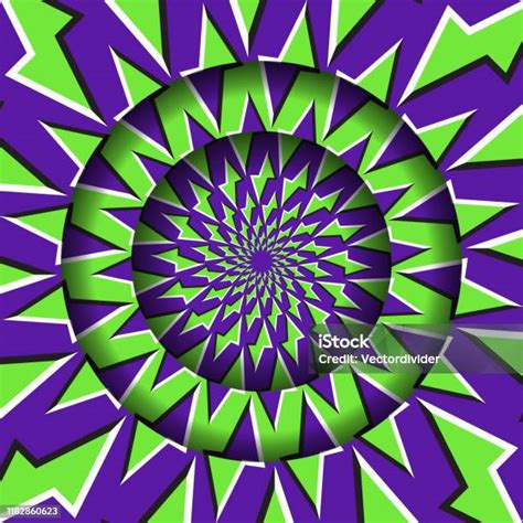 움직이는 녹색 보라색 다각형 패턴추상 라운드 프레임입니다 착시 최면 배경입니다 Best Visual Effects에 대한 스톡 벡터 아트 및 기타 이미지 Best