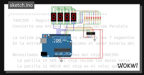 Display 4 Dígitos Con 74hc595 Wokwi Esp32 Stm32 Arduino Simulator