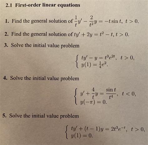 Solved 2 1 First Order Linear Equations 2 1 Find The