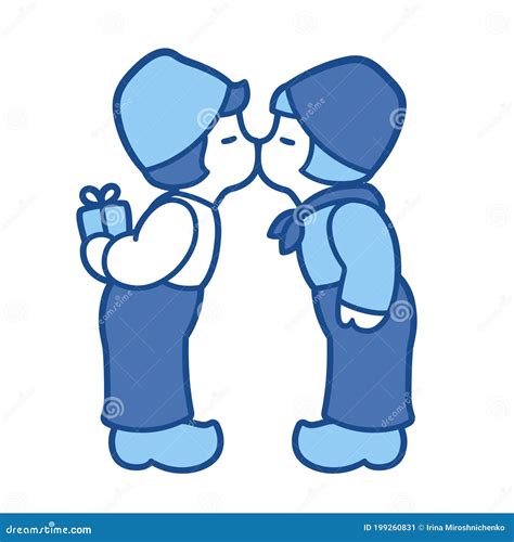 Delft Blue Kissing Boys Couple Stock Vector Illustration Of Delftware