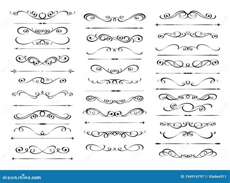 Set Of Linear Text Dividers With Thin Polylinesisolated Editable